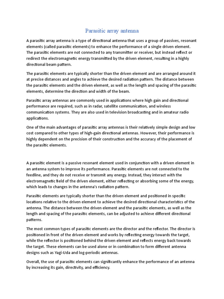 Parasitic Array Antenna | PDF | Antenna (Radio) | Radio