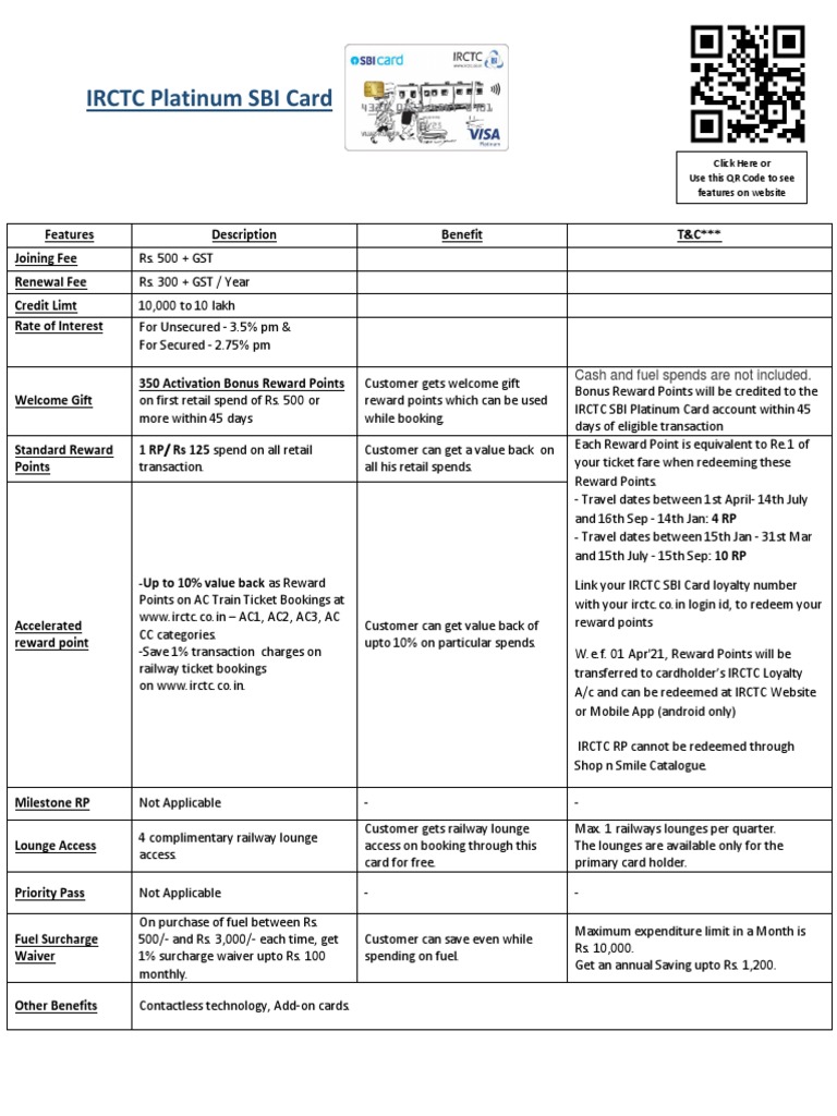 IRCTC Platinum Card Nov21 | PDF | Loyalty Program | Service Industries