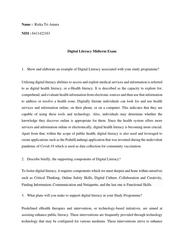 Supporting Digital Health Literacy: A Case Study from Universitas ...