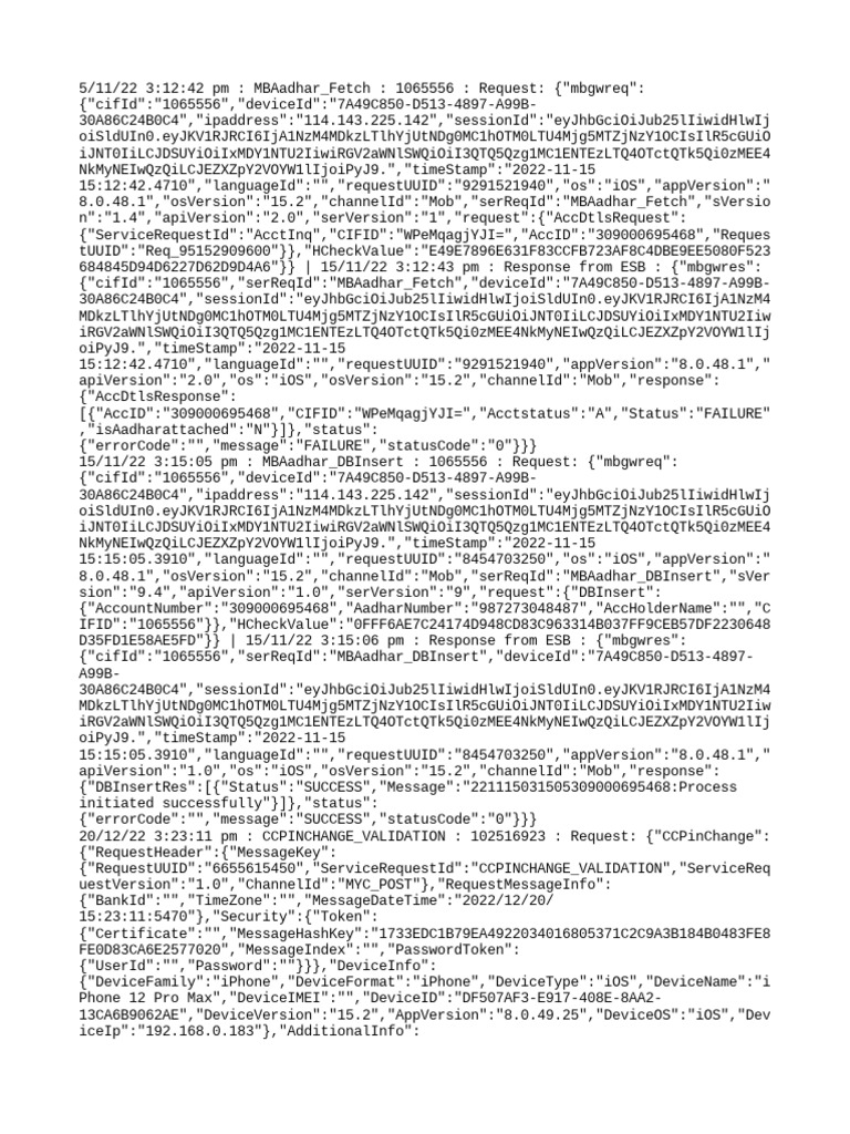 ESB API Request Response 23012023 | PDF | Ios | Mobile Software