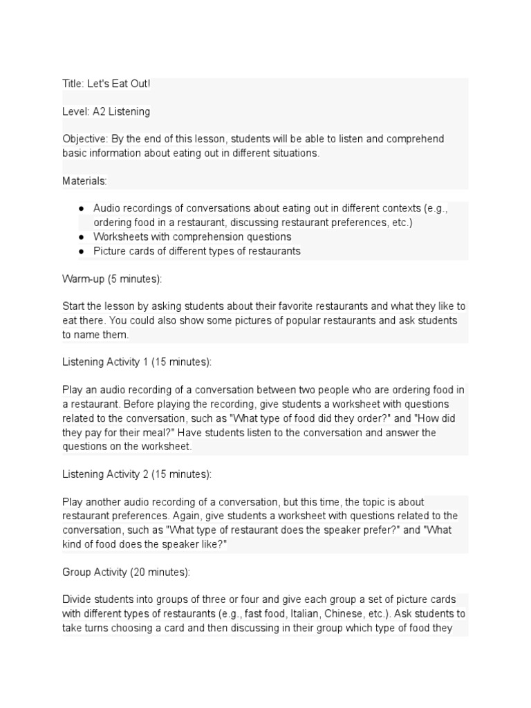 Title - Let's Eat Out | PDF