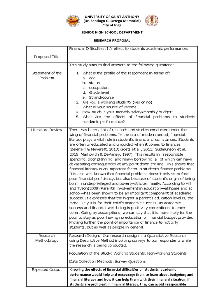 The Effects of Financial Difficulties on Students' Academic Performance ...