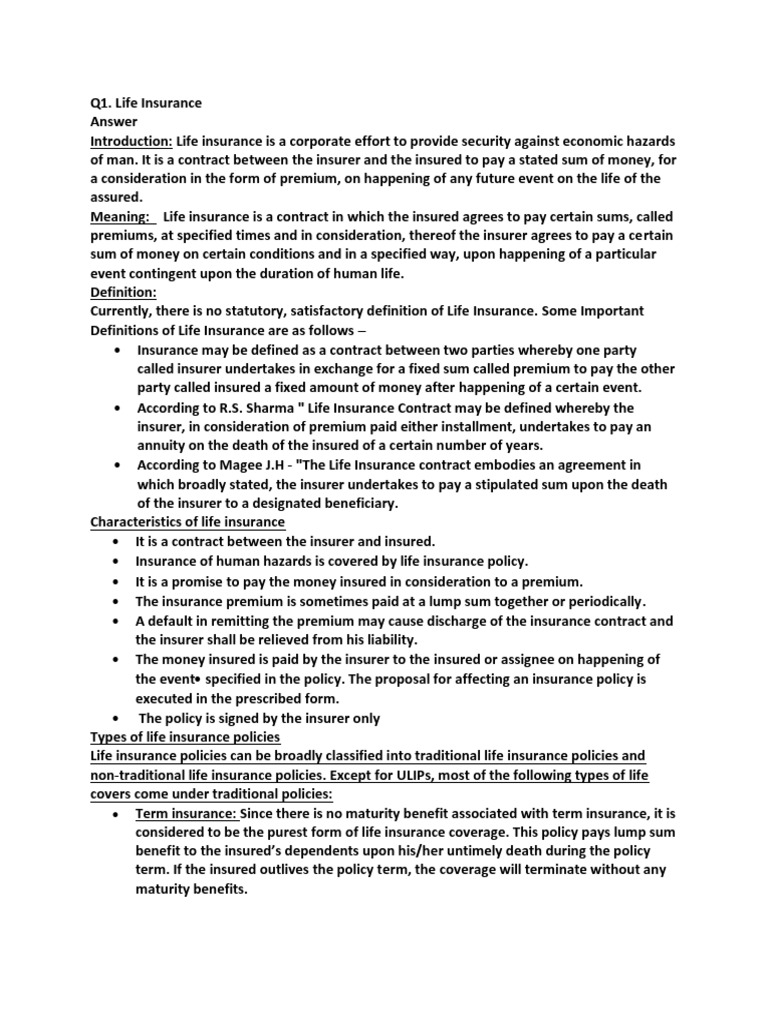 Unit 2 Insurance Law | PDF | Insurance | Life Insurance