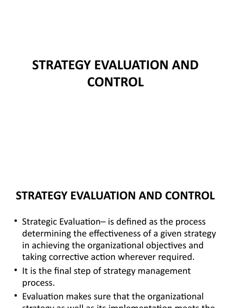Strategy Evaluation and Control | PDF | Strategic Management | Evaluation