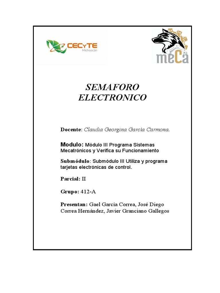 Reporte Del Semaforo | PDF | Corriente eléctrica | Semáforo