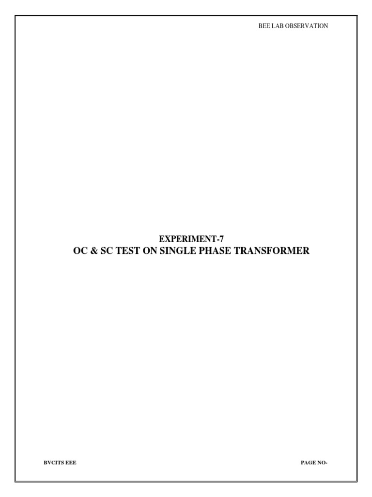 Exp-7 OC & SC Test | PDF | Transformer | Voltage