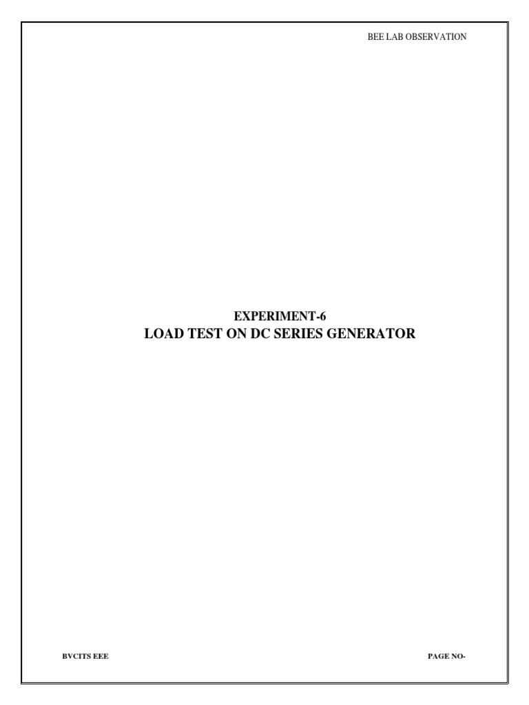 Exp-6 Load Test On DC Series Gen | PDF | Electric Generator | Electric ...