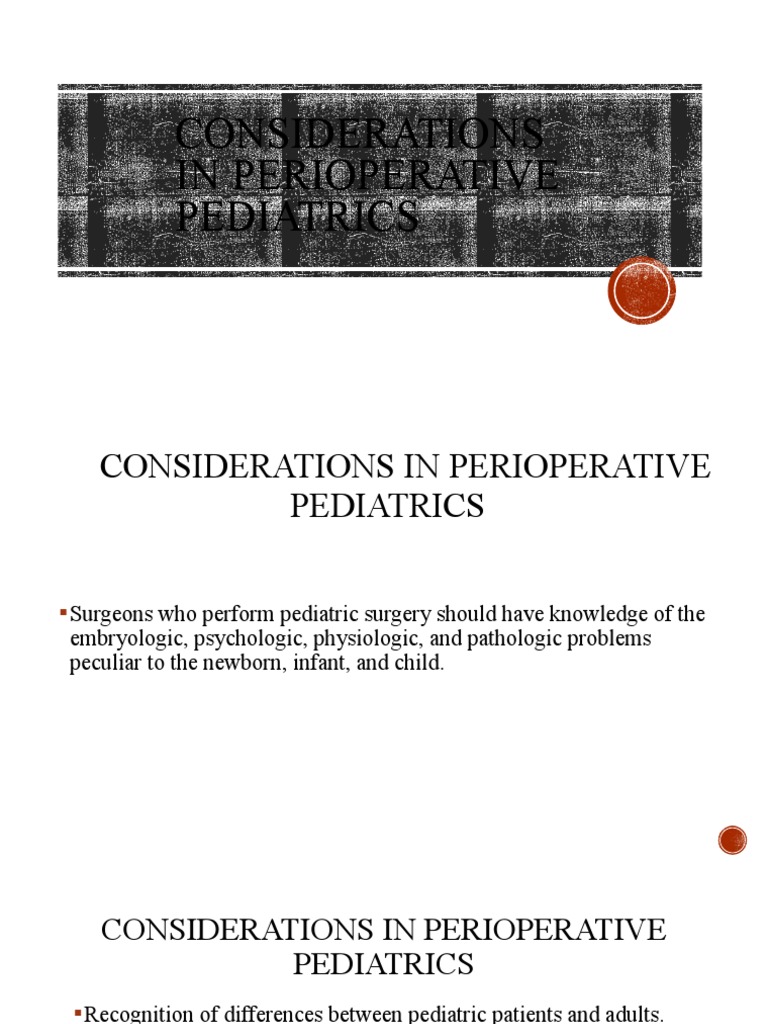 Perioperative Care in Pediatric Surgery | PDF | Pediatrics | Surgery
