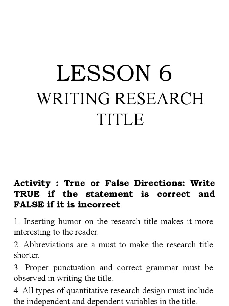 Lesson 6 - Research Title | PDF | Pronoun | Noun