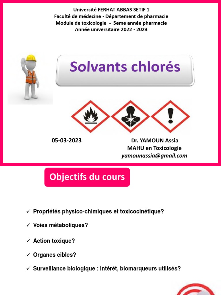 Toxicité et métabolisme des solvants chlorés | PDF | Chloroforme ...