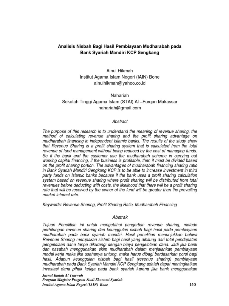 AINUL HIKMAH-jurnal Bagi Hasil | PDF | Financial Services | Financial Economics