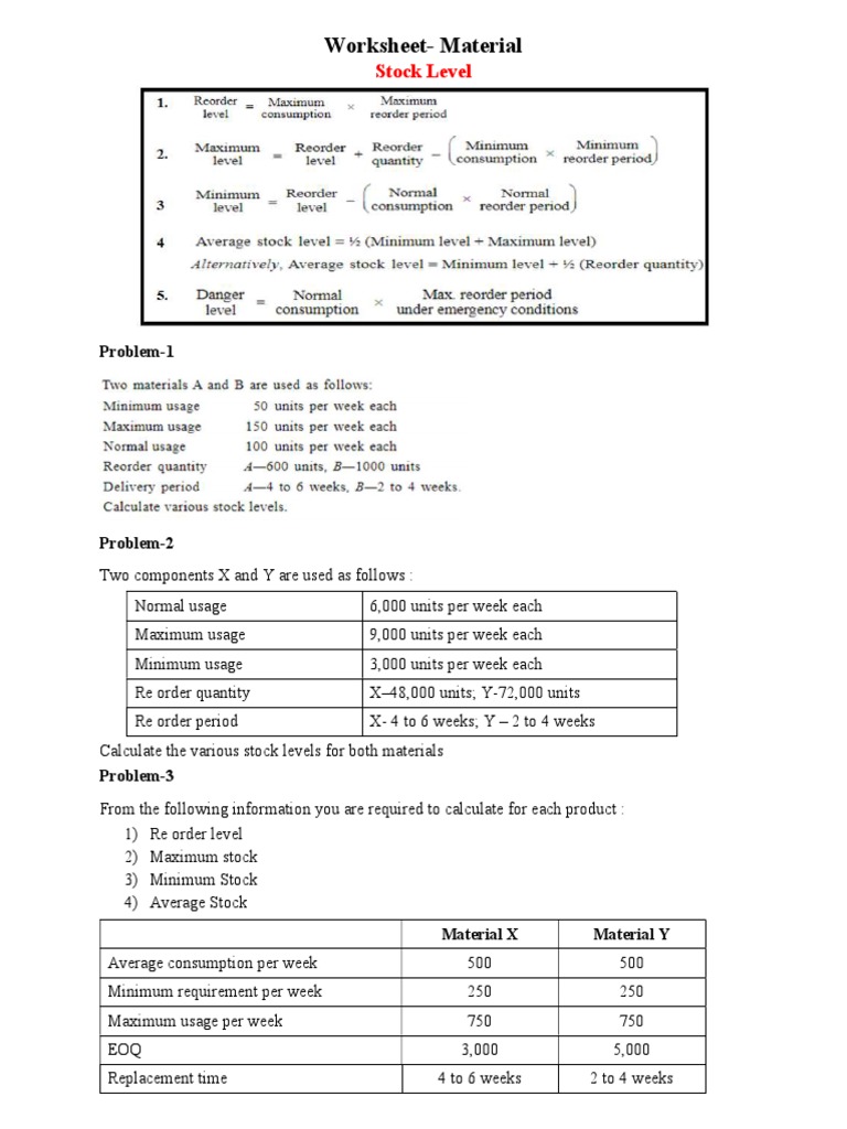 Worksheet-Material Costing | PDF | Financial Economics | Business Process