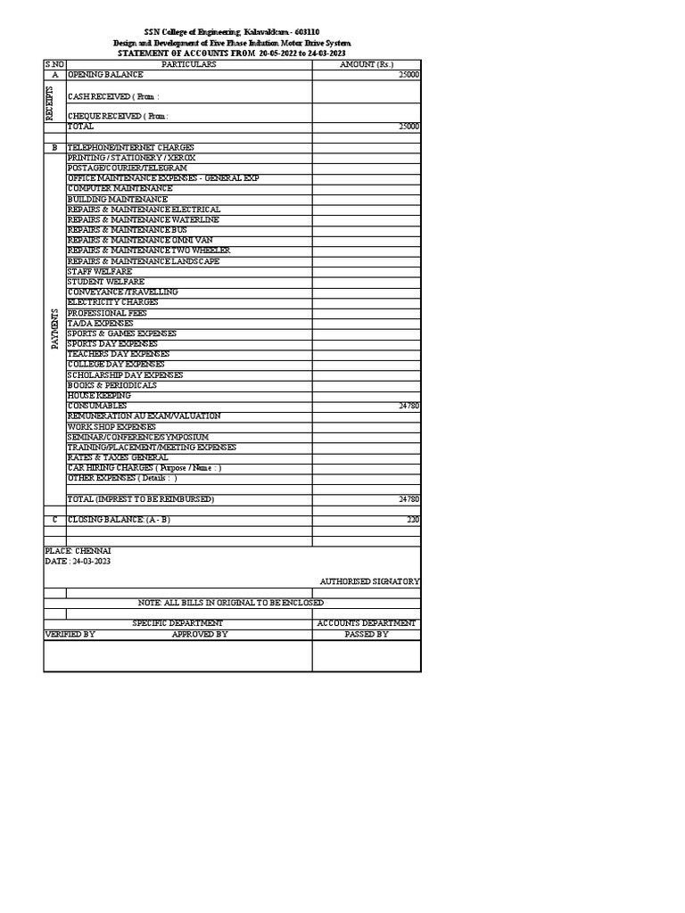 Imprest Format | Download Free PDF | Fee | Cheque