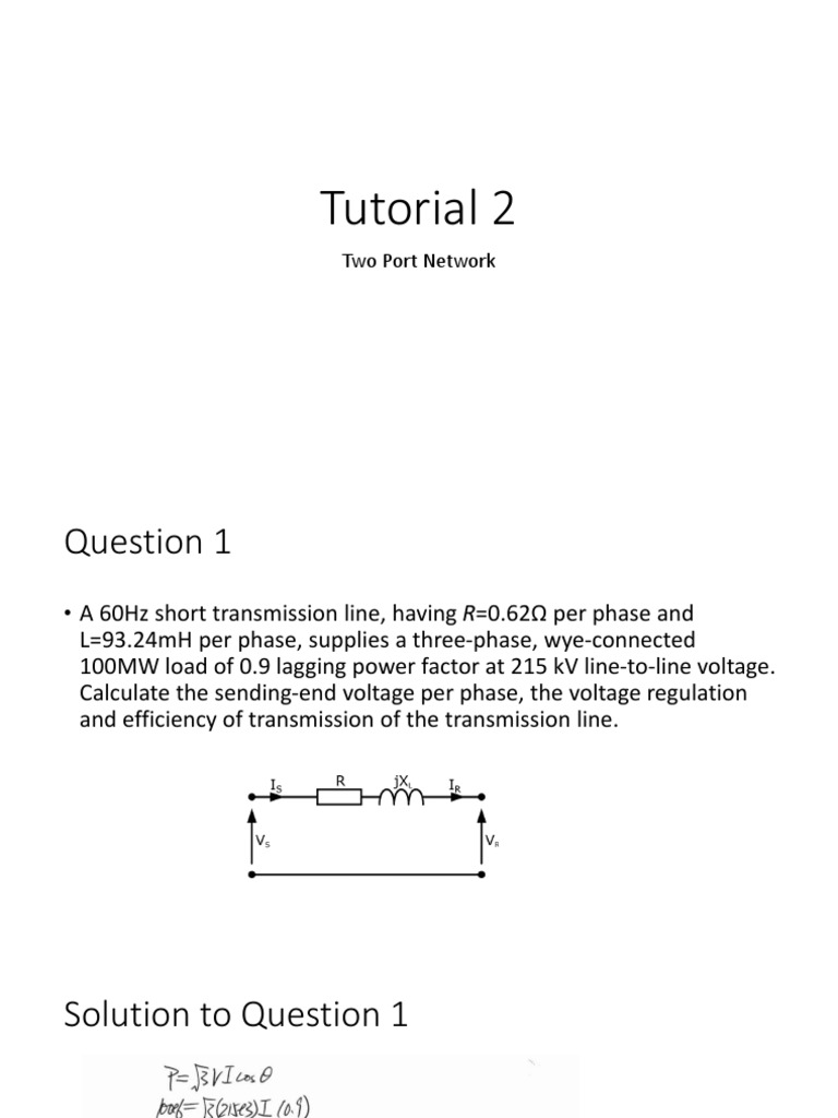 Tutorial 2 V1 PDF | PDF | Electric Power Transmission | Electrical ...