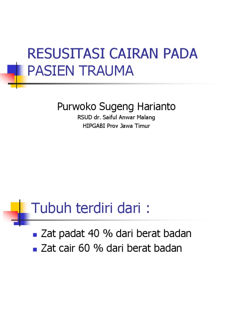 Resusitasi Cairan Trauma | PDF