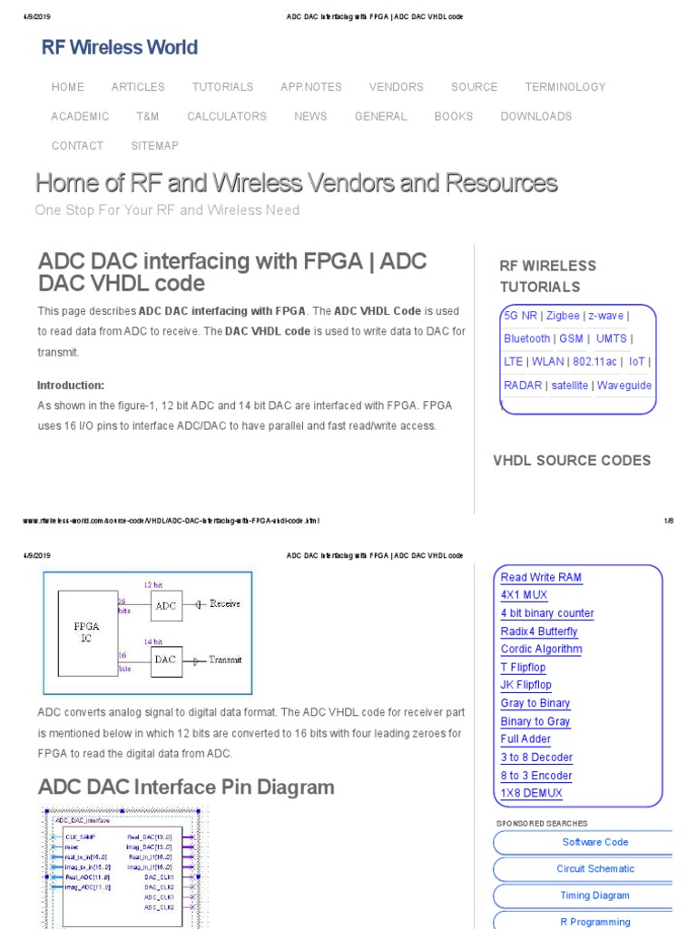 ADC DAC Interfacing With FPGA - ADC DAC VHDL Code | PDF | Analog To ...