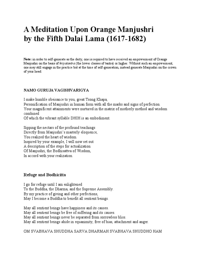 A Meditation Upon Orange Manjushri | PDF | Buddhist Philosophical ...