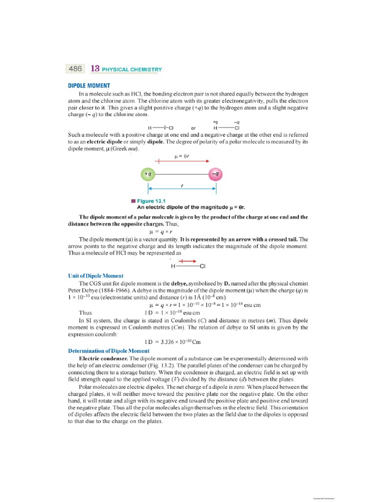 Dipole Moment, Measurement, Calculation | PDF
