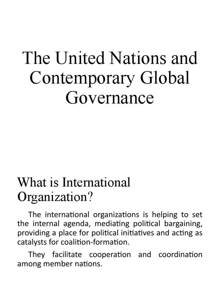 The UN and Contemporary Governance | PDF | United Nations ...