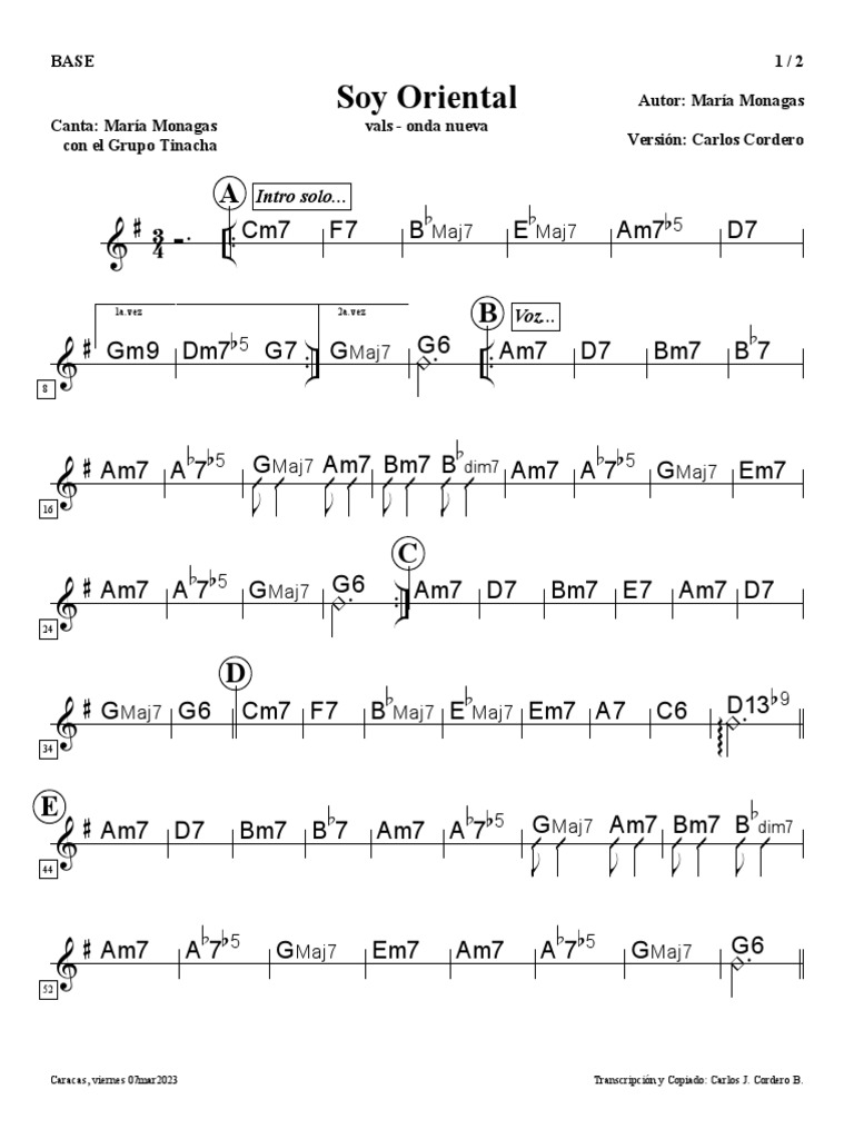 Soy Oriental - María Monagas Con El Grupo Tinacha - G - BASE | PDF