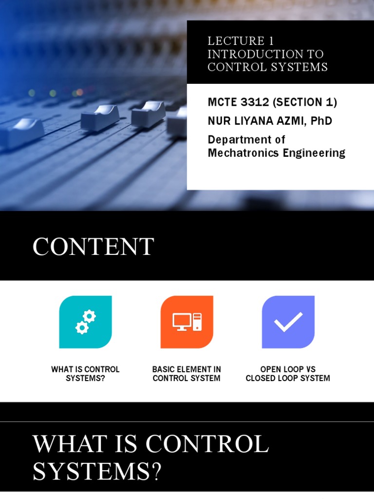 Lecture 1 Introduction To Control System | PDF | Control Theory | Control System