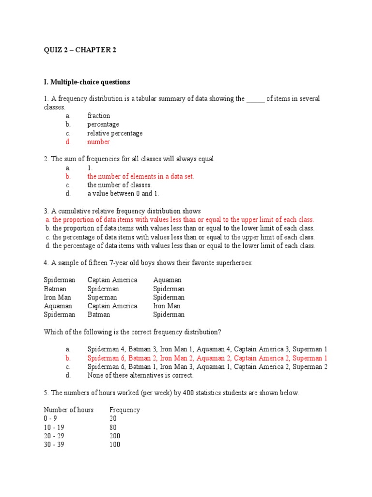 Quiz 2 Chap 2 Answer | PDF | Scientific Method | Statistics