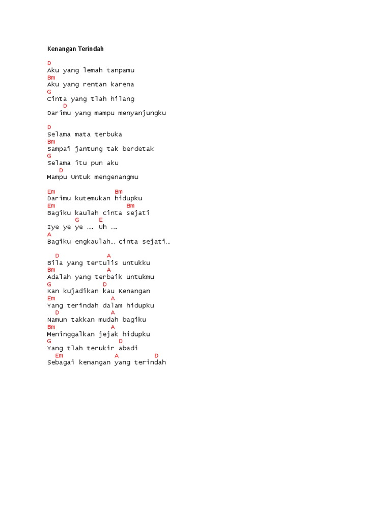 Chord Lagu Kenangan Terindah | PDF