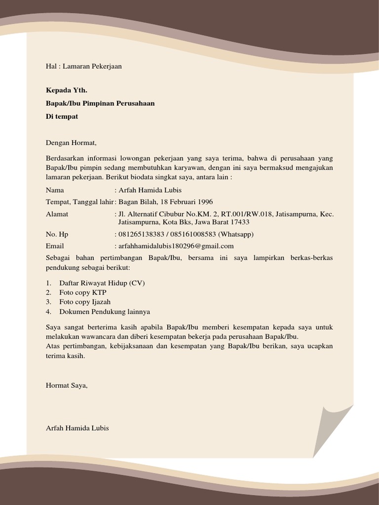 Kepada Yth. Bapak/Ibu Pimpinan Perusahaan Di Tempat | PDF
