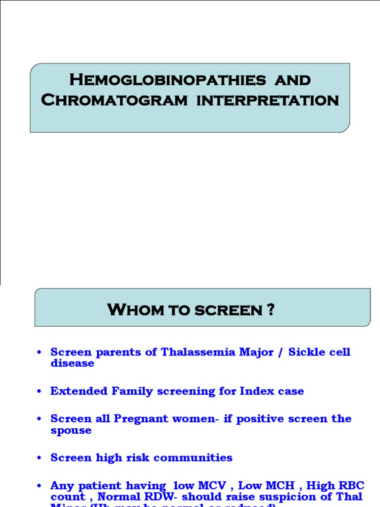 Hemoglobinopathy Screening and Analysis | PDF | Anemia | Glycated ...
