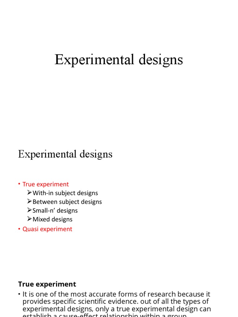 Experimental Designs | PDF | Experiment | Design Of Experiments