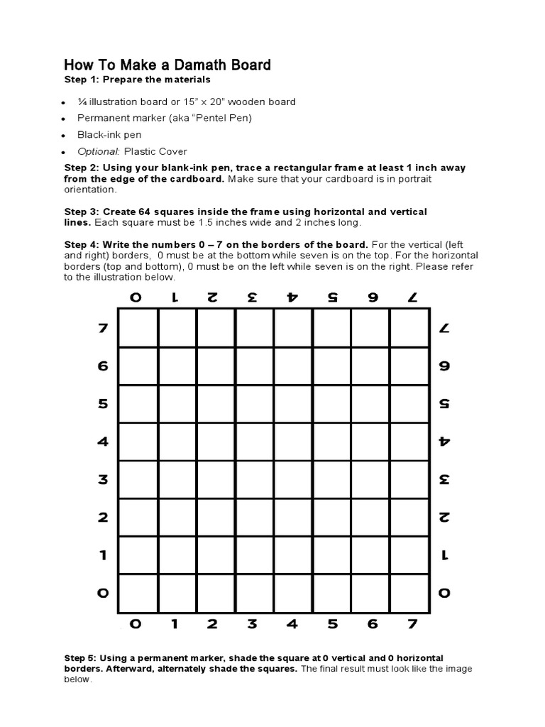 How To Make A Damath Board and Chips | PDF