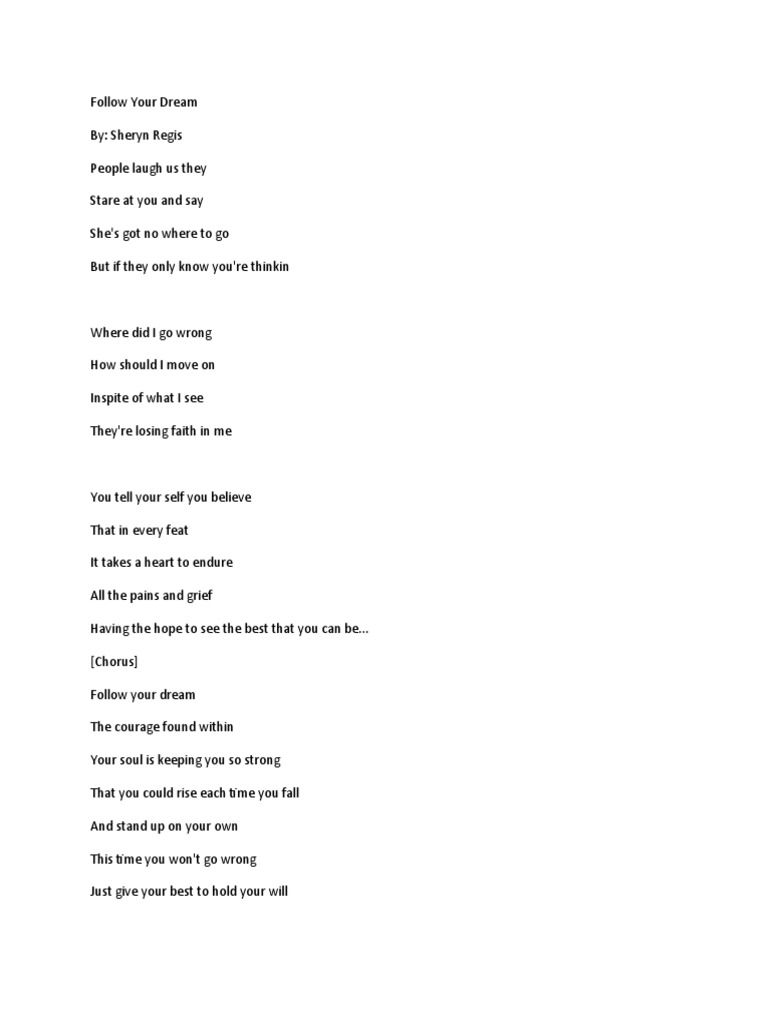 Follow Your Dreams Lyrics | PDF