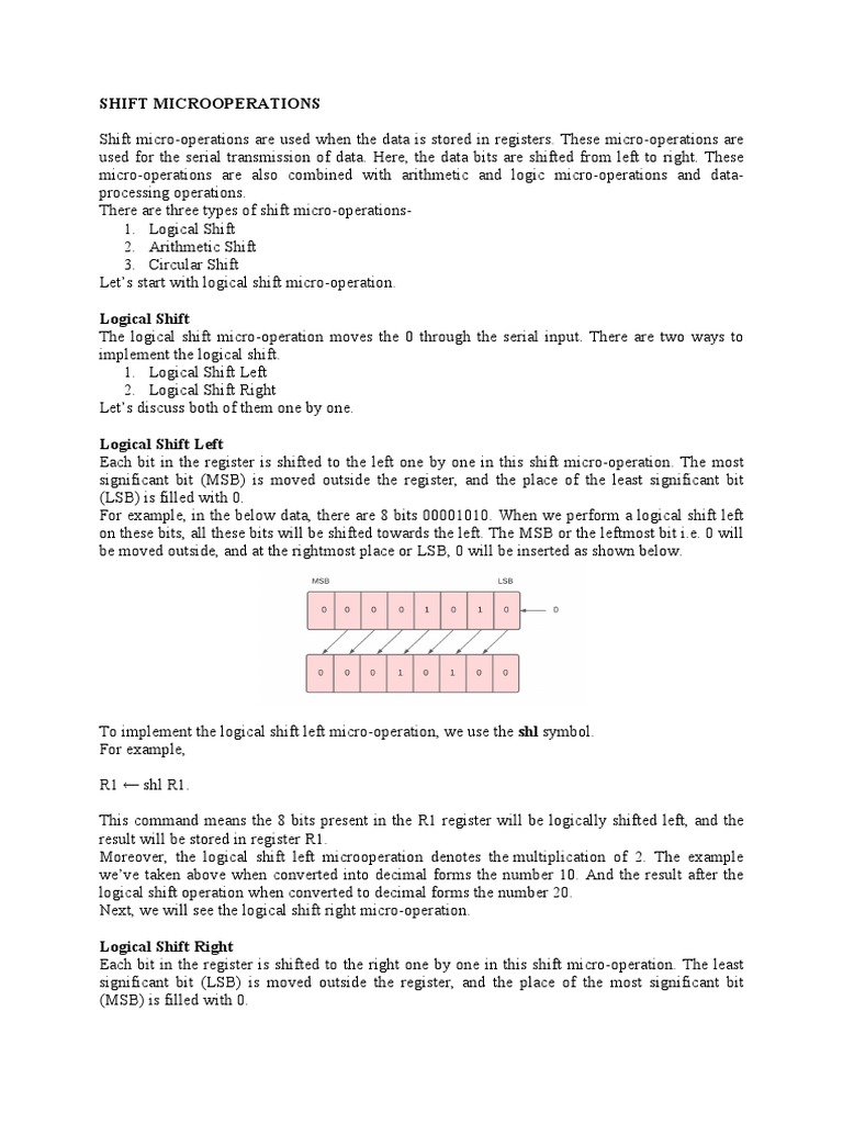 Shift Micro-Operations Explained | PDF | Bit | Arithmetic