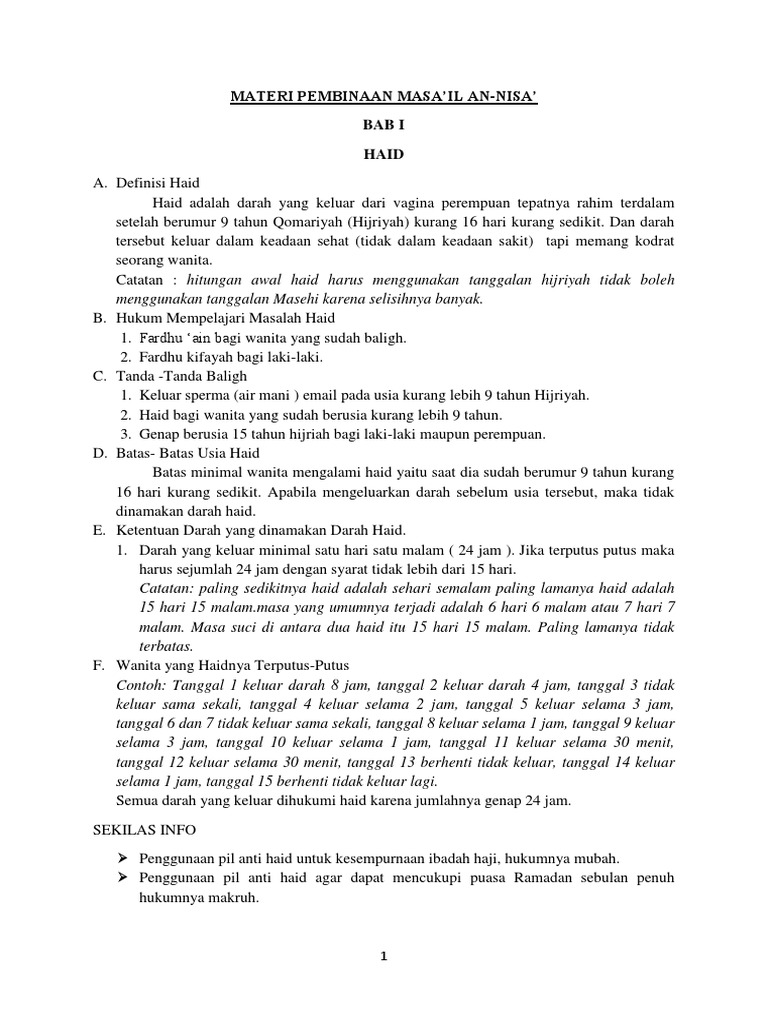 Panduan Lengkap Haid, Wiladah, Nifas, dan Istihadhoh | PDF