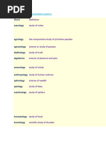 A List of Ologies | PDF | Biology | Science
