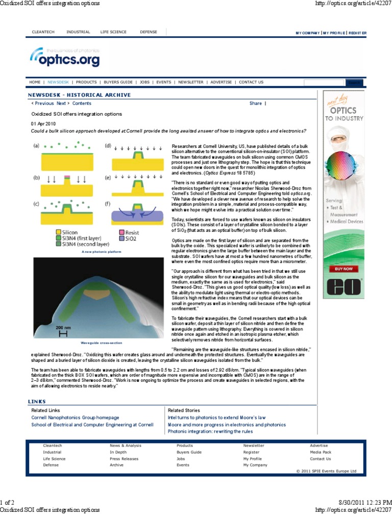 Oxidized SOI Offers Integration Options | PDF | Wafer (Electronics ...