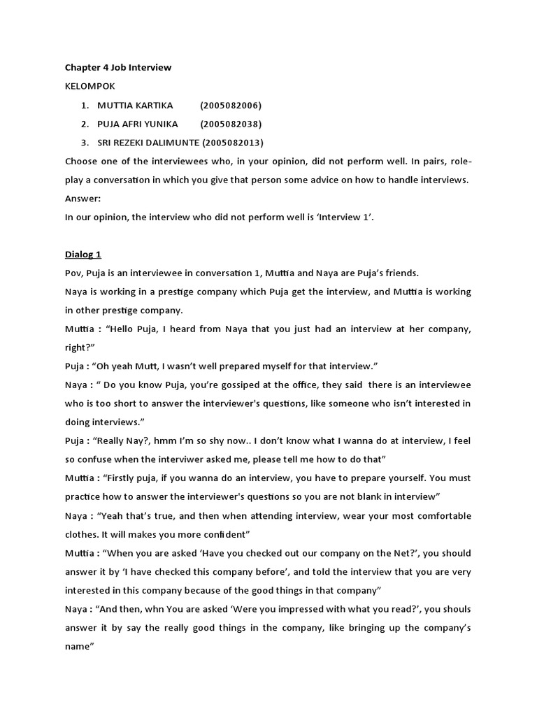 Interview Tips and Role-Play Guide | PDF | Interview | Psychological Concepts