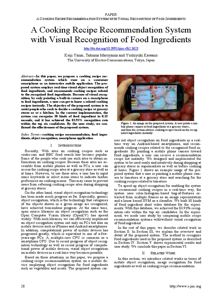 Recipe Recommendation via Food Recognition | PDF | Support Vector ...