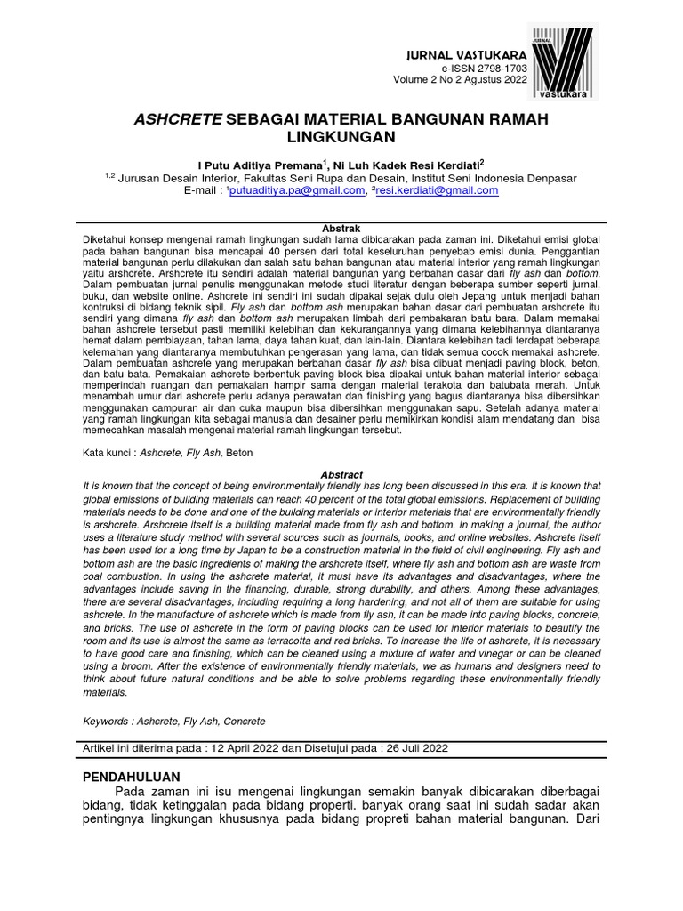 Ashcrete: Material Ramah Lingkungan | PDF