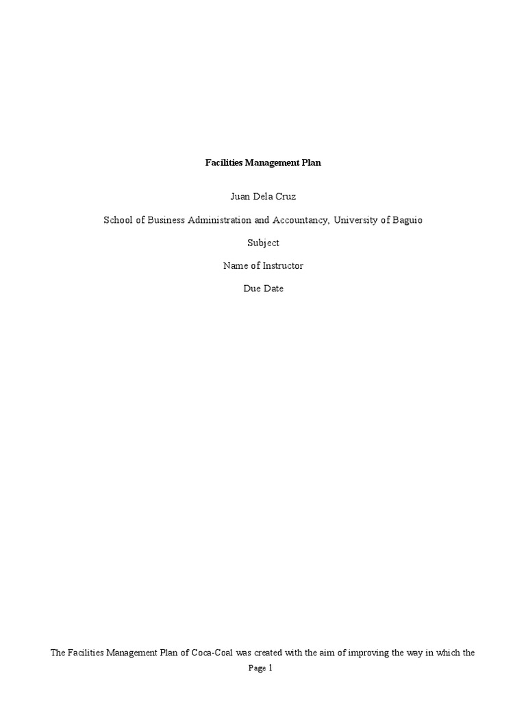 facilities management plan | PDF | Performance Indicator | Efficient ...
