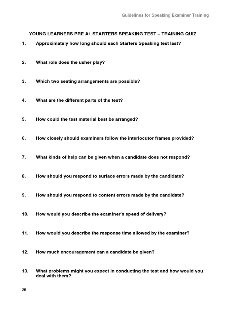 Training Quiz YLE Starters | PDF