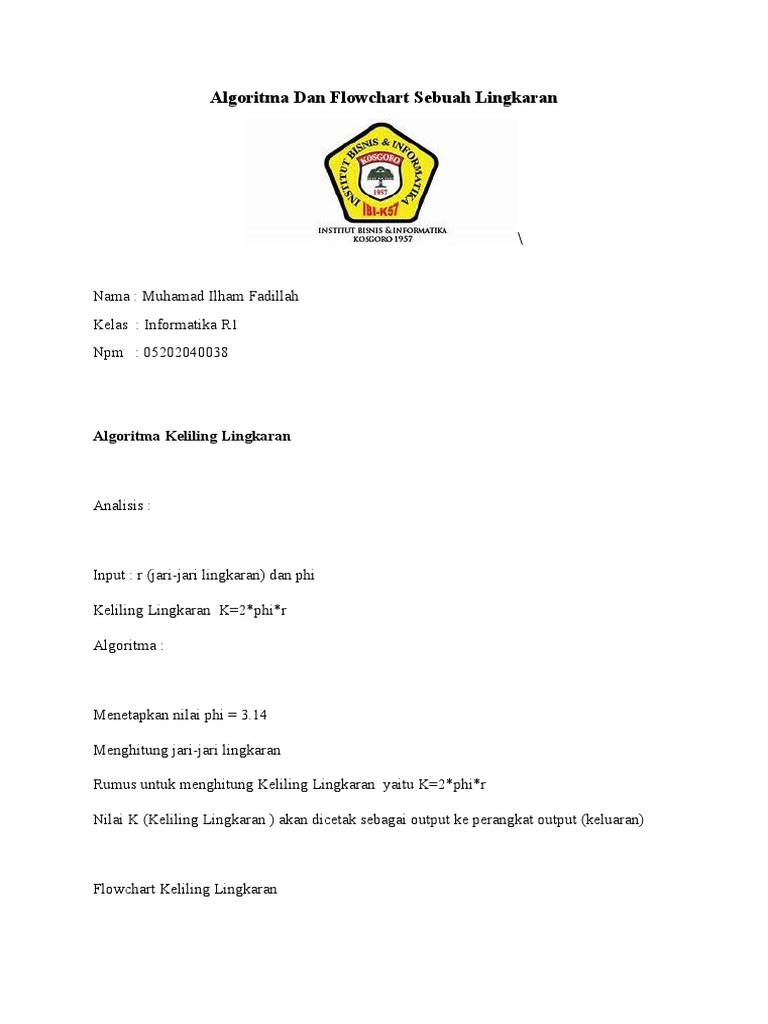 Algoritma dan Flowchart Lingkaran | PDF