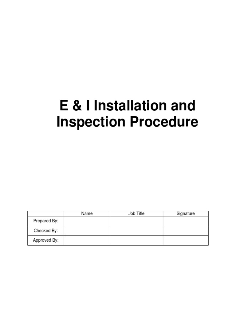 E & I Installation and Inspection Procedure | PDF | Electrical Wiring ...