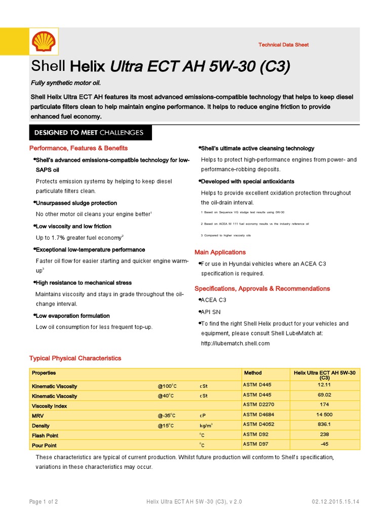 Helix Ultra Ect Ah 5w-30 - Tds - en | PDF | Motor Oil | Applied And ...