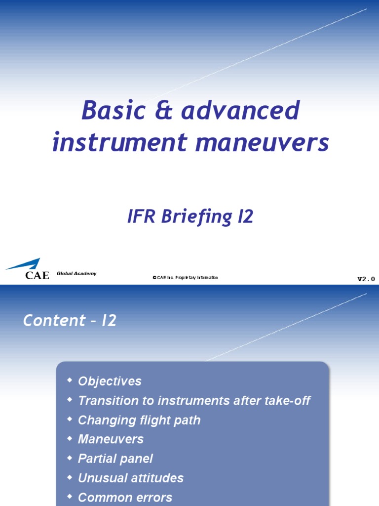 Basic & Advanced Instrument Maneuvers: IFR Briefing I2 | PDF | Airspeed ...
