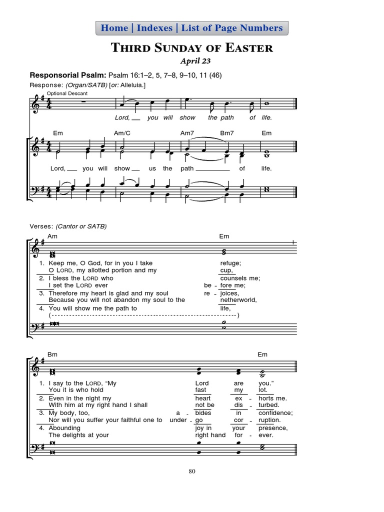 Third Sunday of Easter Psalm 16 | PDF