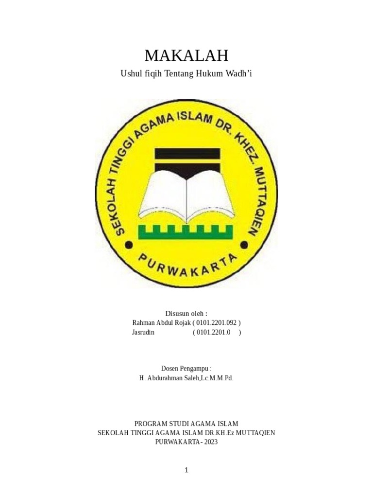 Hukum Wadhi, Fiqh | PDF