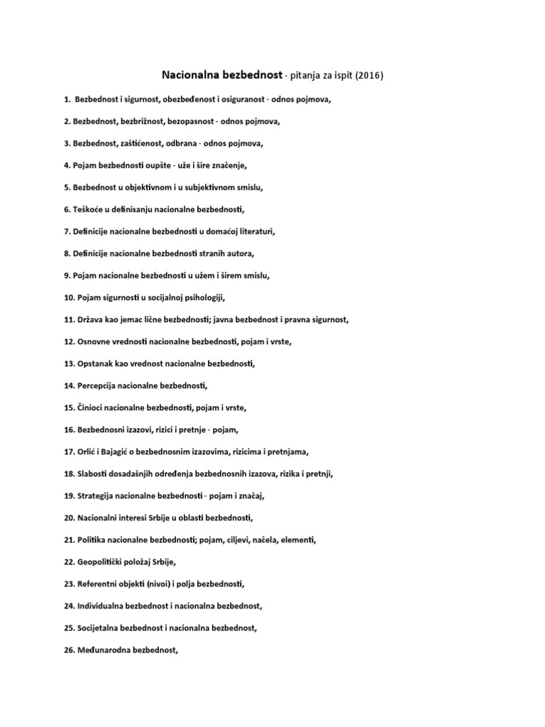 Nacionalna Bezbednost | PDF