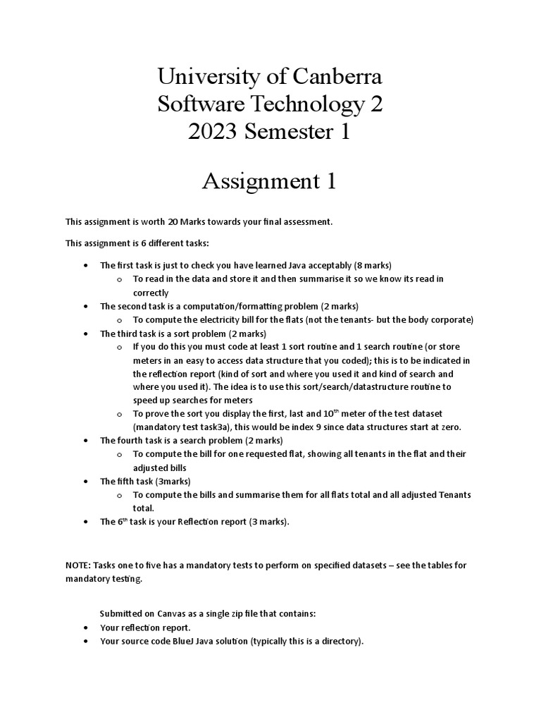 University of Canberra Software Technology 2 2023 Semester 1 Assignment 1 | PDF | Screenshot ...