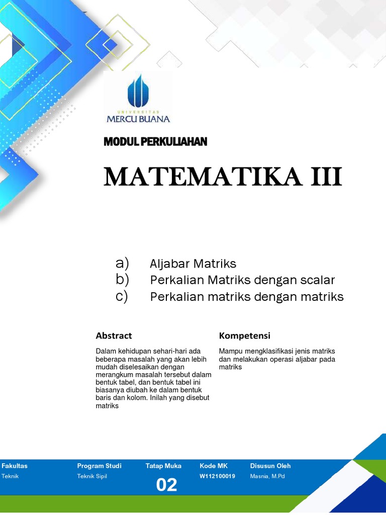 Matematika Iii: Modul Perkuliahan | PDF